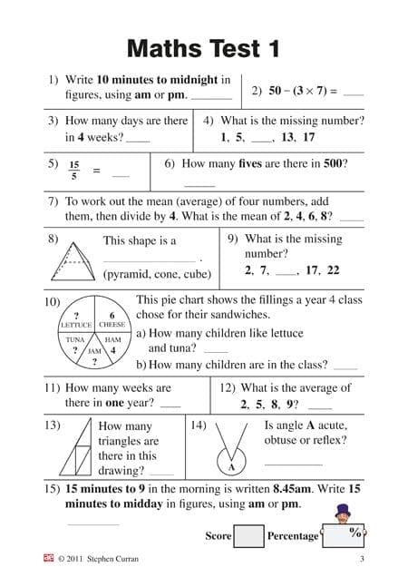 11 Maths Year 4 5 Testbook 1 AE Publications