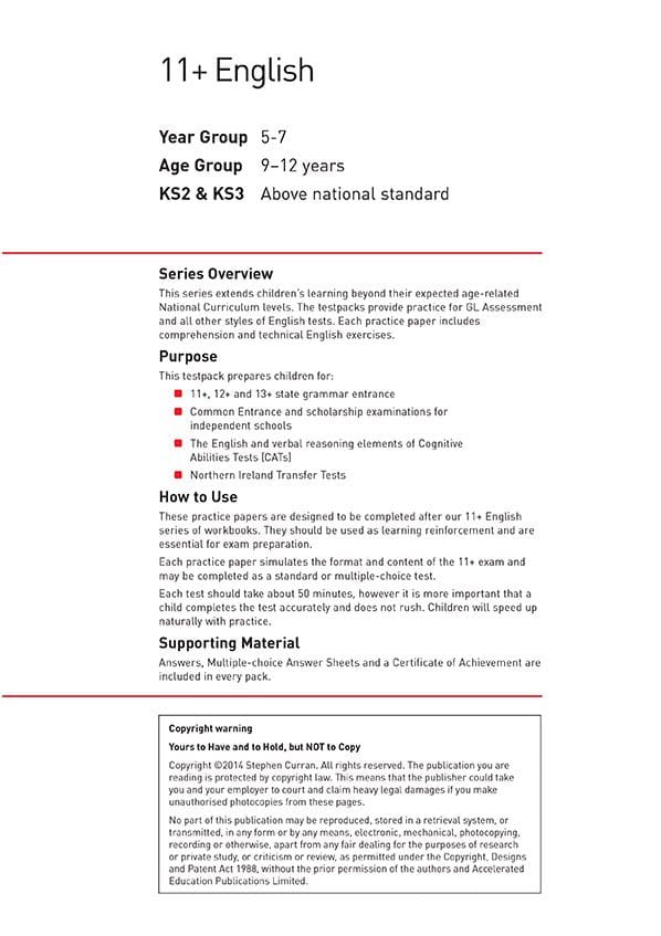 11+ English Year 5-7 Testpack B Papers 9-12 | AE Publications